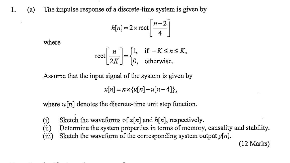 Solved (a) The impulse response of a discrete-time system is | Chegg.com