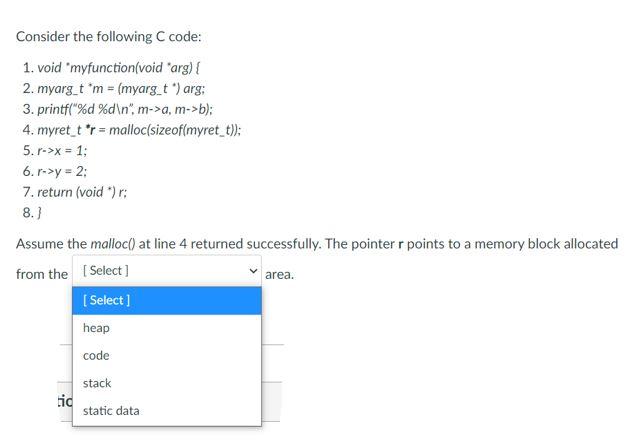 Solved Consider the following C code: 1. void | Chegg.com