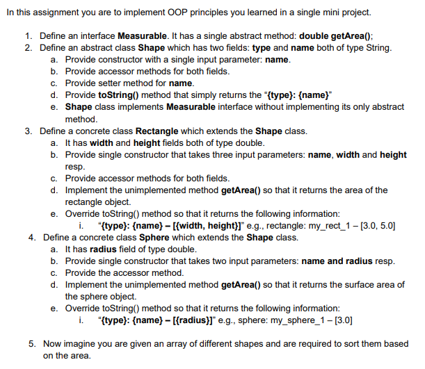 Solved In this assignment you are to implement OOP | Chegg.com