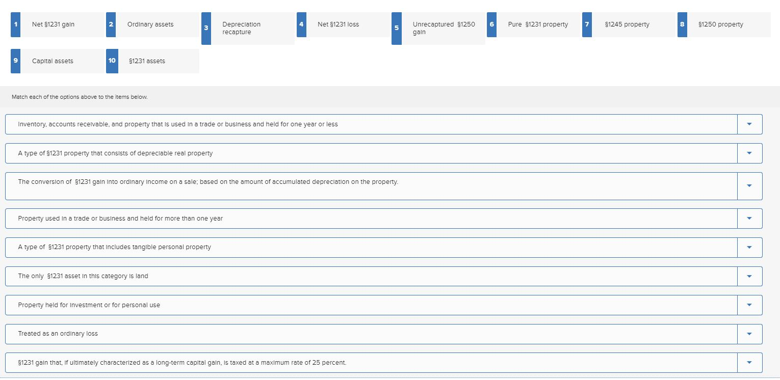 Net $1231 gain Ordinary assets 2 Depreciation | Chegg.com