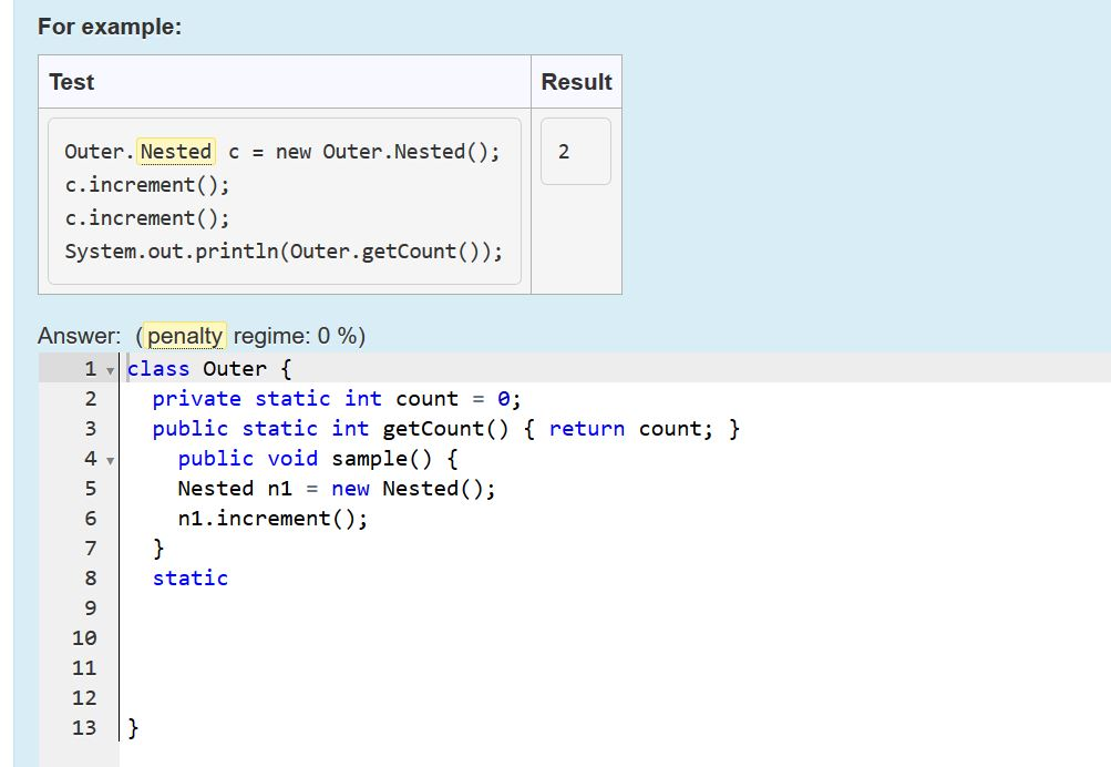 Solved Consider the following outer class: class Outer { | Chegg.com