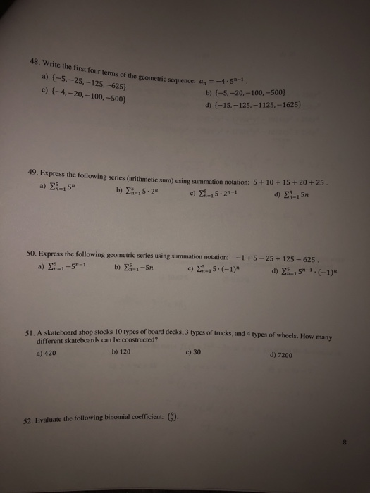 Solved 48. Write the first four terms of the geometric sequ | Chegg.com