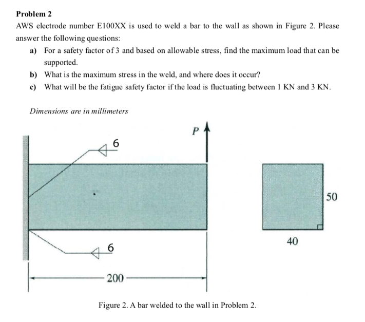 Problem 2 AWS electrode number E100XX is used to weld | Chegg.com