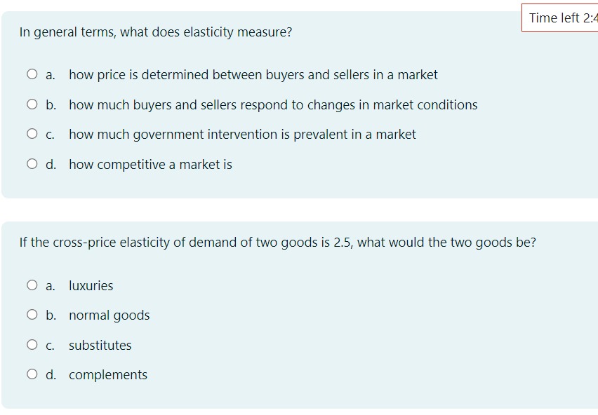 Solved In general terms, what does elasticity measure?a. | Chegg.com