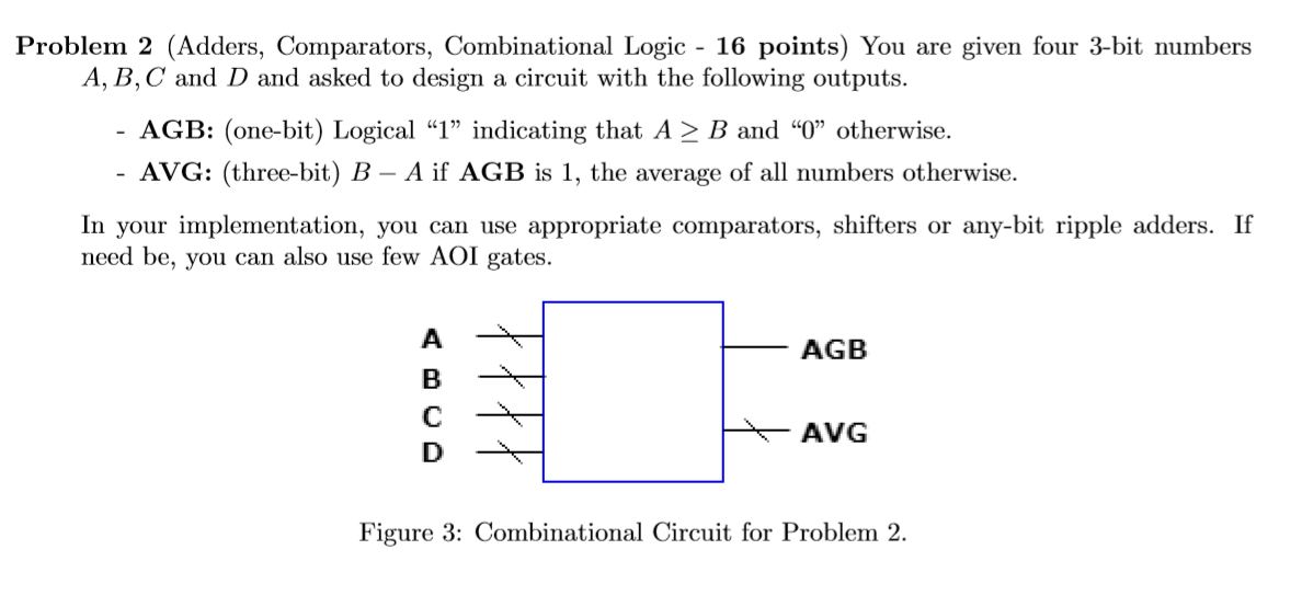 Problem 2 (Adders, Comparators, Combinational Logic - | Chegg.com