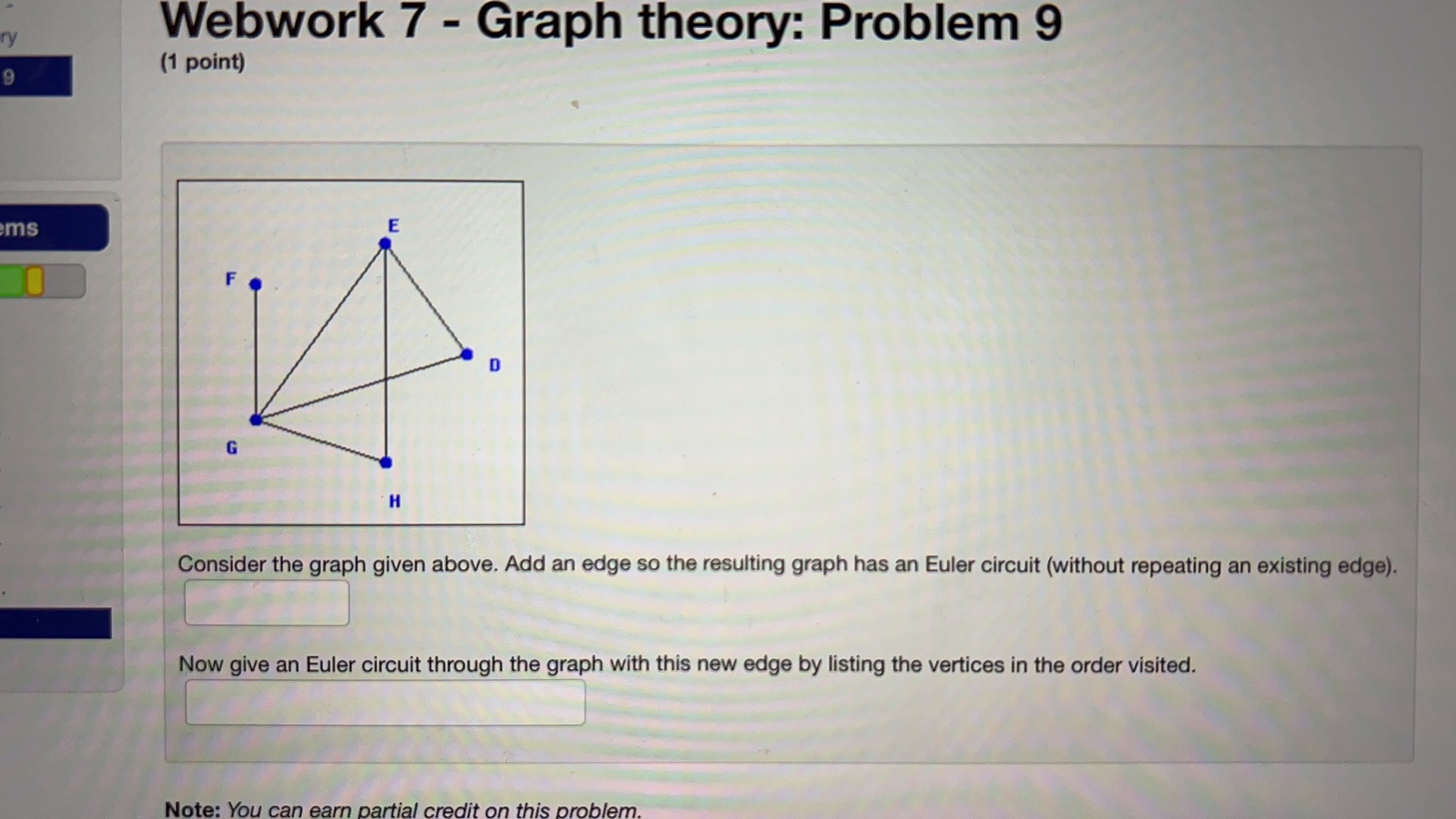 Solved Webwork 7 - Graph theory: Problem 9 (1 point) | Chegg.com