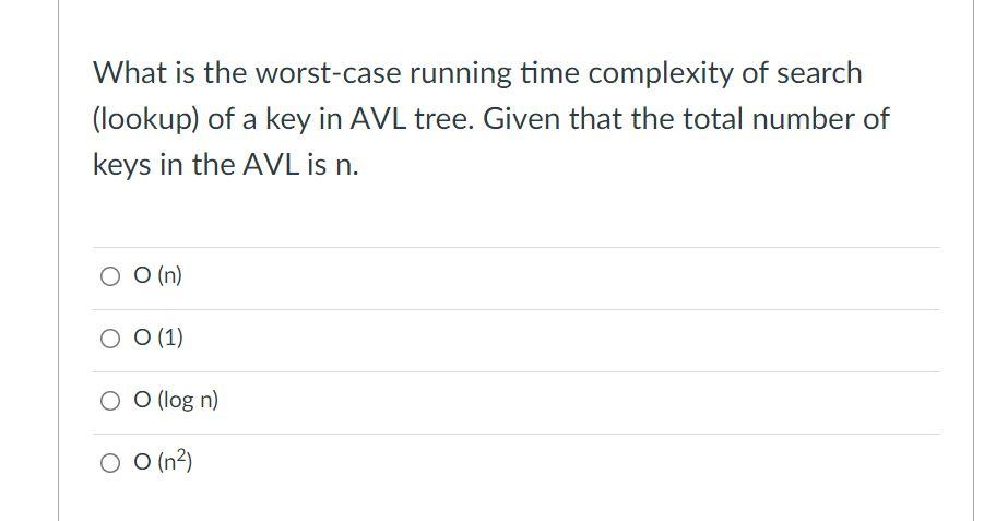 Solved What Is The Worst Case Running Time Complexity Of 