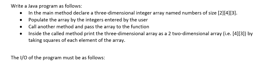 Solved Write a Java program as follows: In the main method | Chegg.com