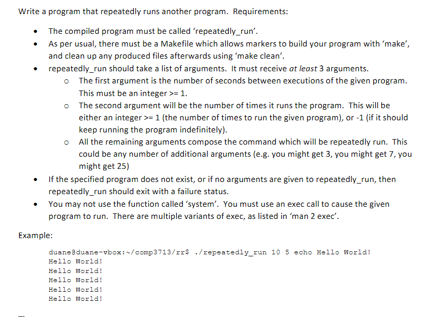 Solved O Write a program that repeatedly runs another | Chegg.com