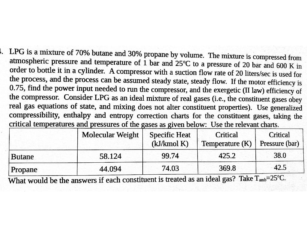 1. LPG is a mixture of 70% butane and 30% propane by | Chegg.com