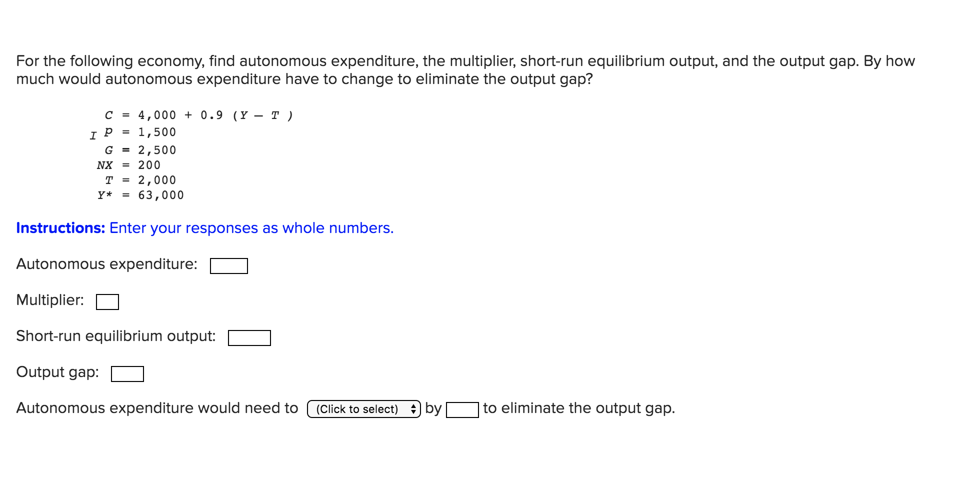 Solved For the following economy, find autonomous | Chegg.com