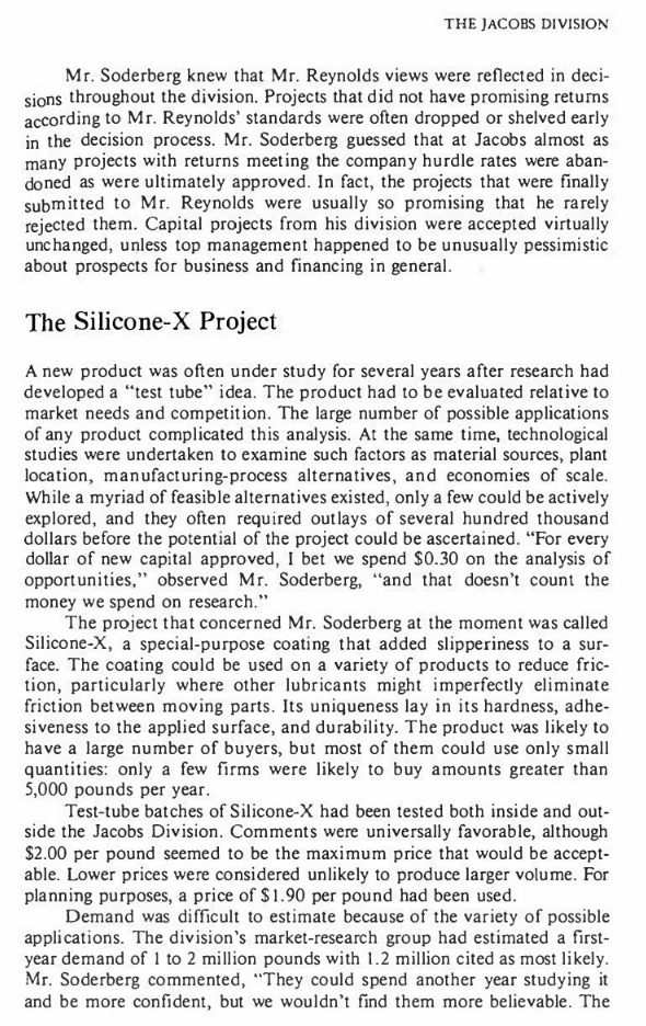 The Jacobs Division Richard Soderberg, financial | Chegg.com