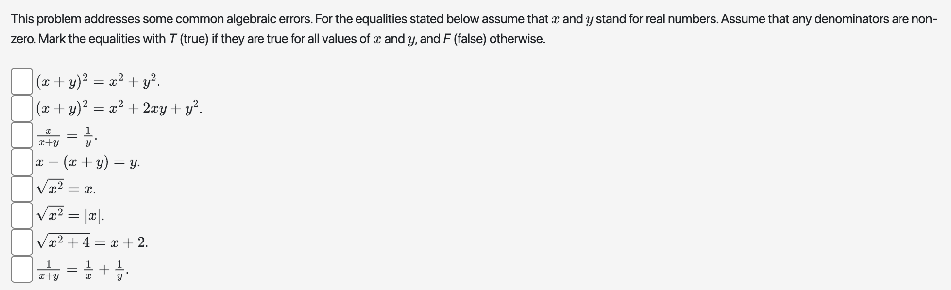 Solved This problem addresses some common algebraic errors. | Chegg.com