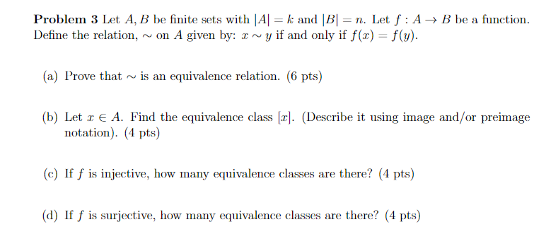 Solved Problem 3 Let A, B be finite sets with A = k and B = | Chegg.com