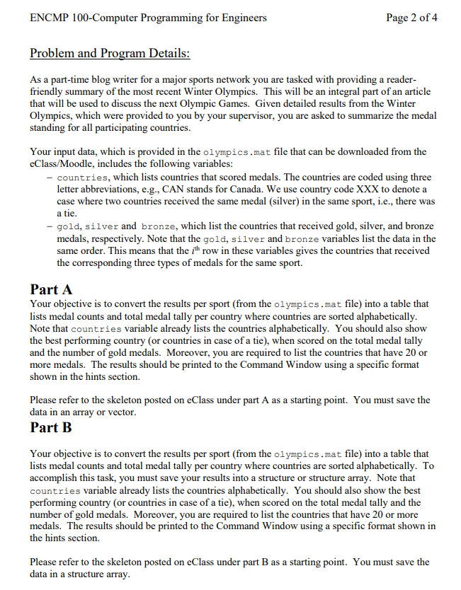 Solved ENCMP 100-Computer Programming for Engineers Page 2 | Chegg.com