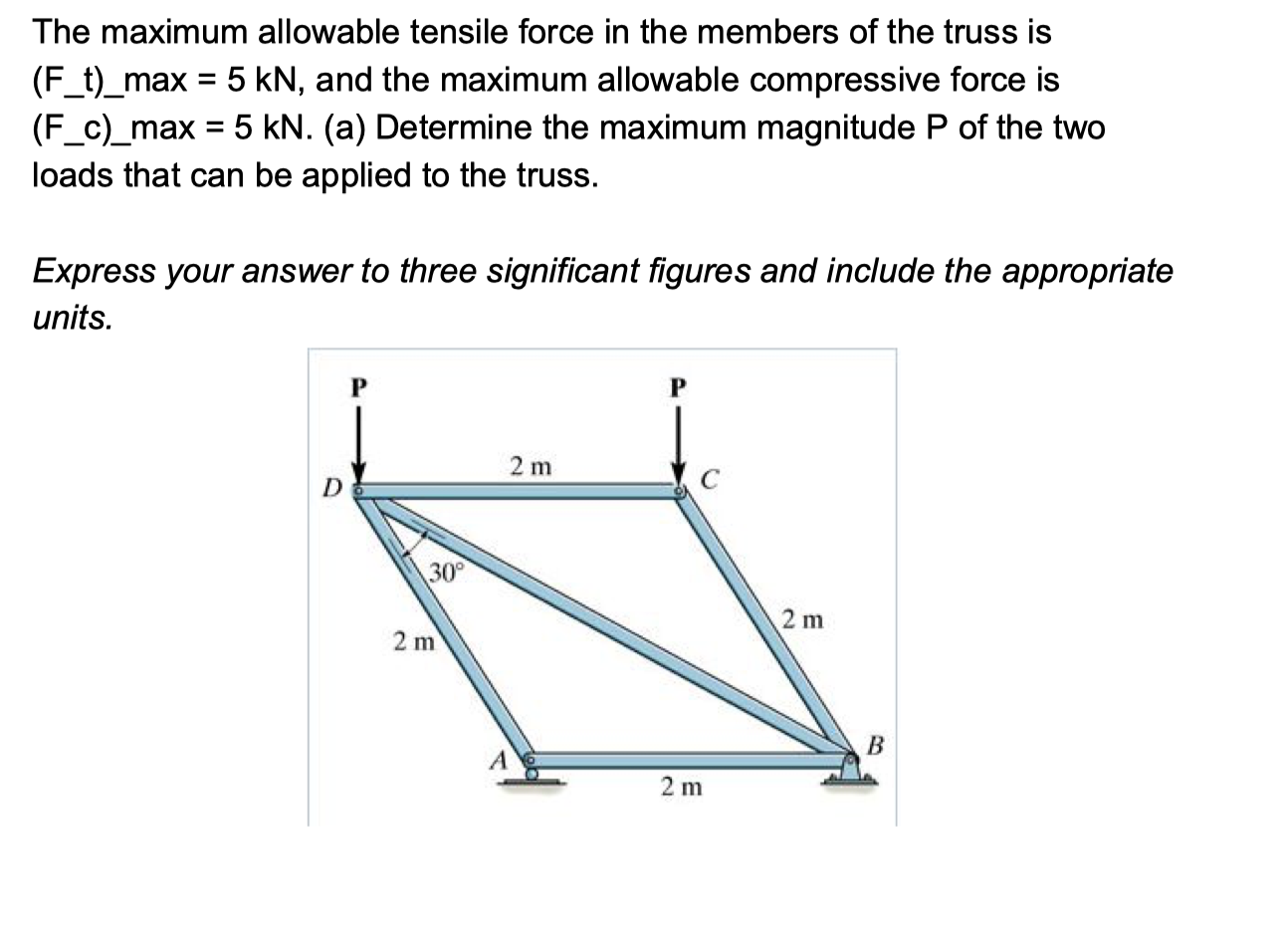 Solved The maximum allowable tensile force in the members of | Chegg.com