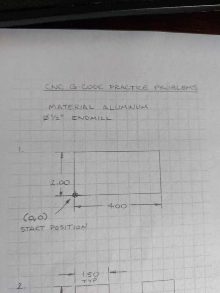 Solved CNC G-CODE PRACTICE PROBLEMS MATERIAL ALUMINUM 2 | Chegg.com