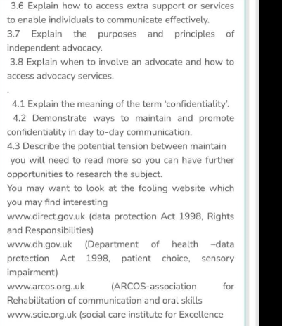Solved 3.6 Explain how to access extra support or services | Chegg.com