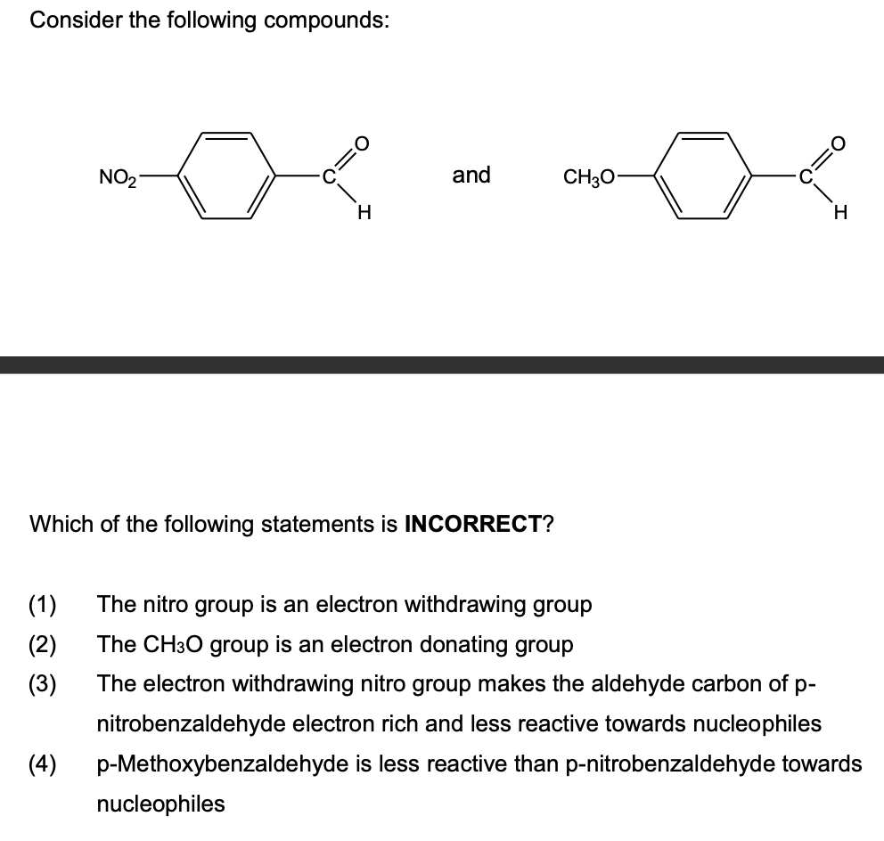 Solved Consider the following compounds: =O NO2 and CH30 H Н | Chegg.com
