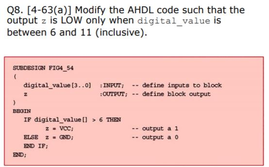 Solved Q8 4 63a Modify The Ahdl Code Such That The