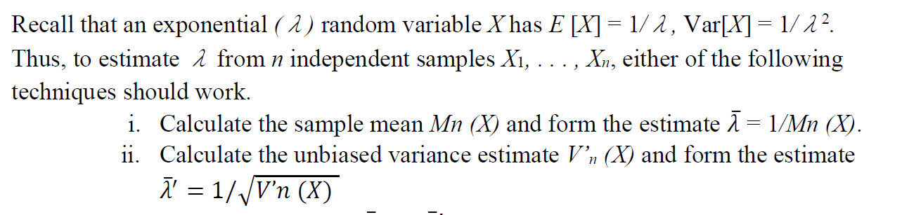 Solved Recall That An Exponential λ Random Variable X Has