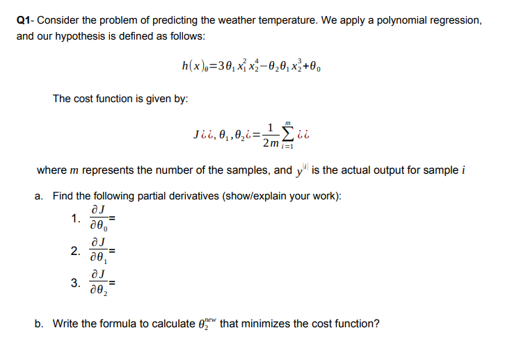 Solved Q1- Consider the problem of predicting the weather | Chegg.com