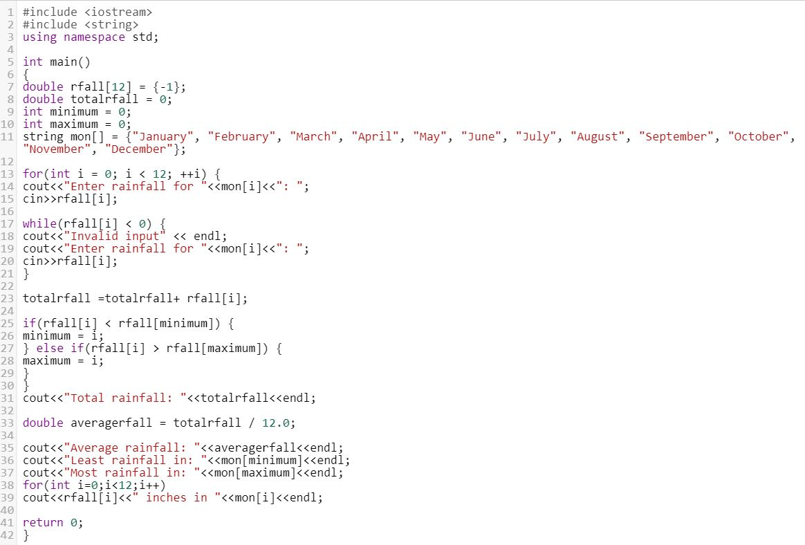 Solved 8.5: Rainfall Statistics Modification Modify the | Chegg.com