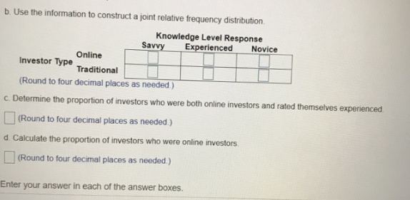 Solved b. Use the information to construct a joint relative | Chegg.com