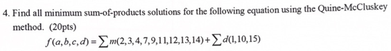 Solved Find all minimum sum-of-products solutions for the | Chegg.com