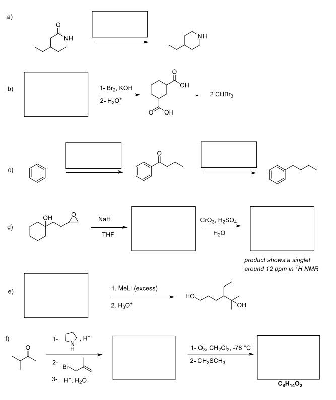 Solved fill in the boxes with the missing reagent(s) or | Chegg.com