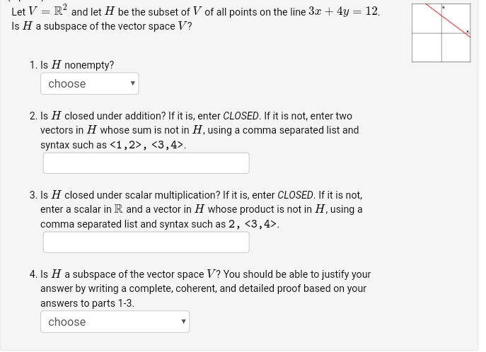 Solved Let V =R- and let H be the subset of V of all points | Chegg.com