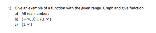 Solved 1) Give an example of a function with the given | Chegg.com