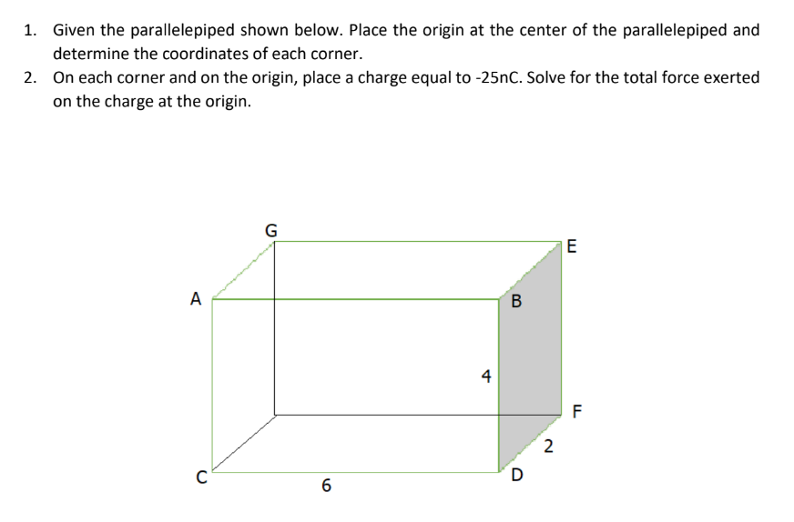 1. Given the parallelepiped shown below. Place the | Chegg.com