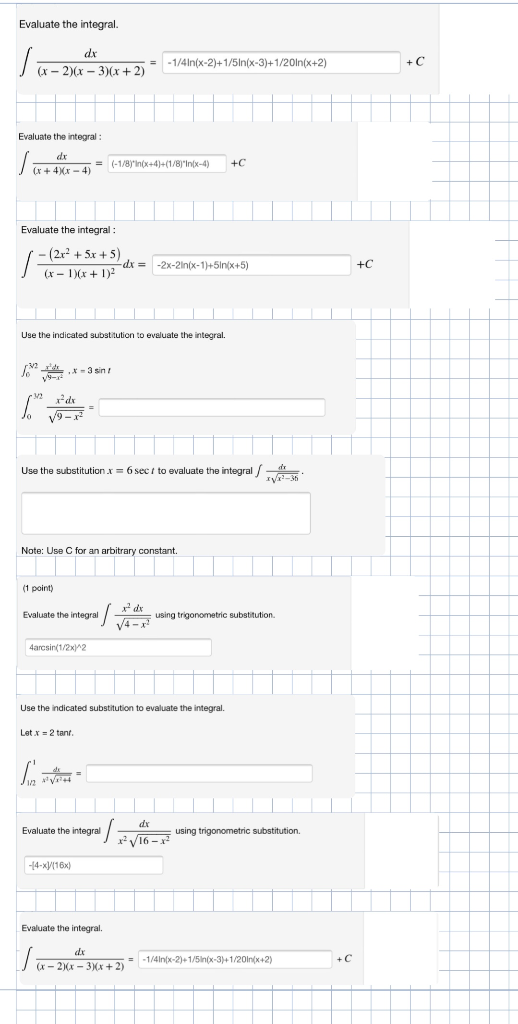 Solved Evaluate the integral. dx (x-2)(x - 3)(x + 2) - | Chegg.com
