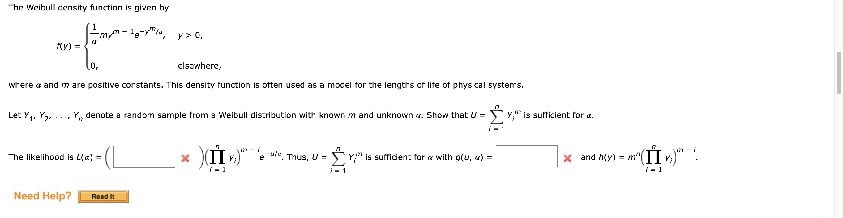 Solved The Weibull density function is given by mym - | Chegg.com