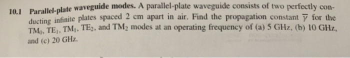 Solved late waveguide modes. A parallel-plate waveguide | Chegg.com