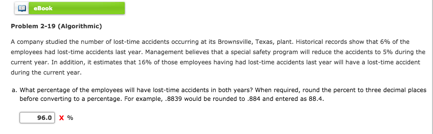 Solved eBook Problem 2-19 (Algorithmic) A company studied | Chegg.com