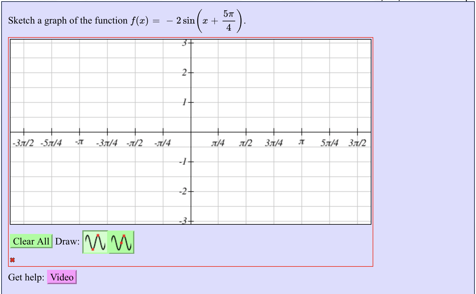 Solved Amplitude, a= Equation of midline, y= Get | Chegg.com