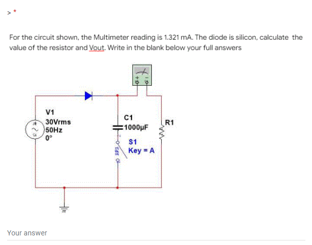 Solved For the circuit shown, the Multimeter reading is | Chegg.com