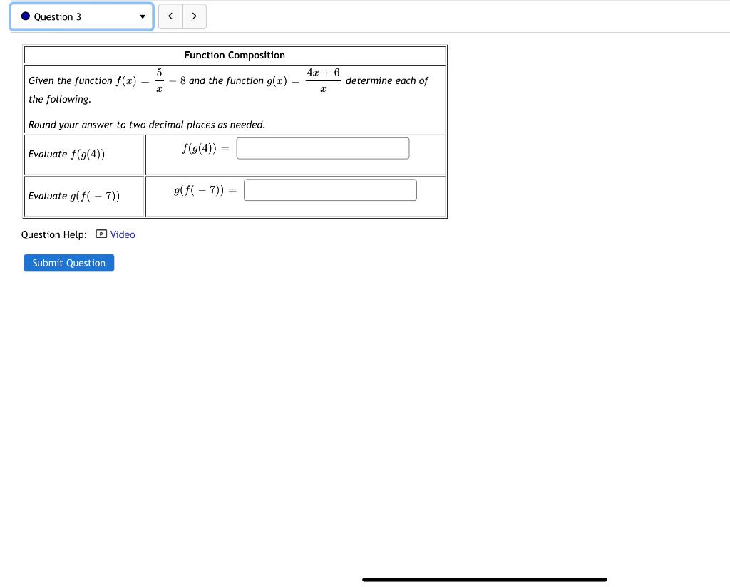 Solved Question 3 Function Composition 5 4x + 6 8 and | Chegg.com