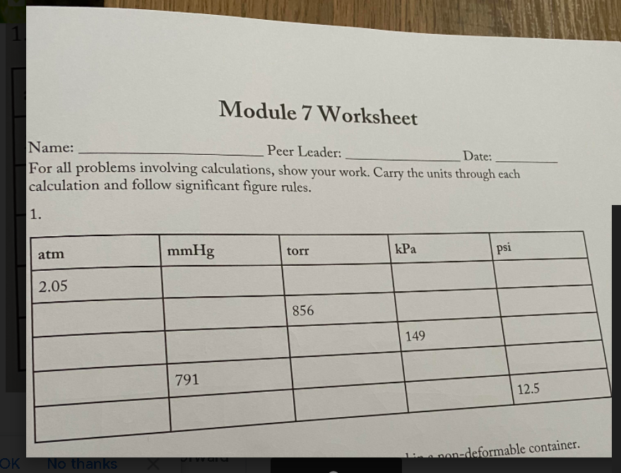Solved Module 7 Worksheet Name: Peer Leader: Date: For all | Chegg.com