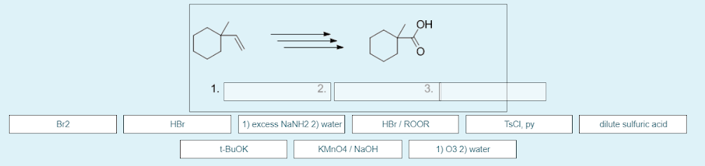 Solved Which 3-step process would convert the reactant to | Chegg.com