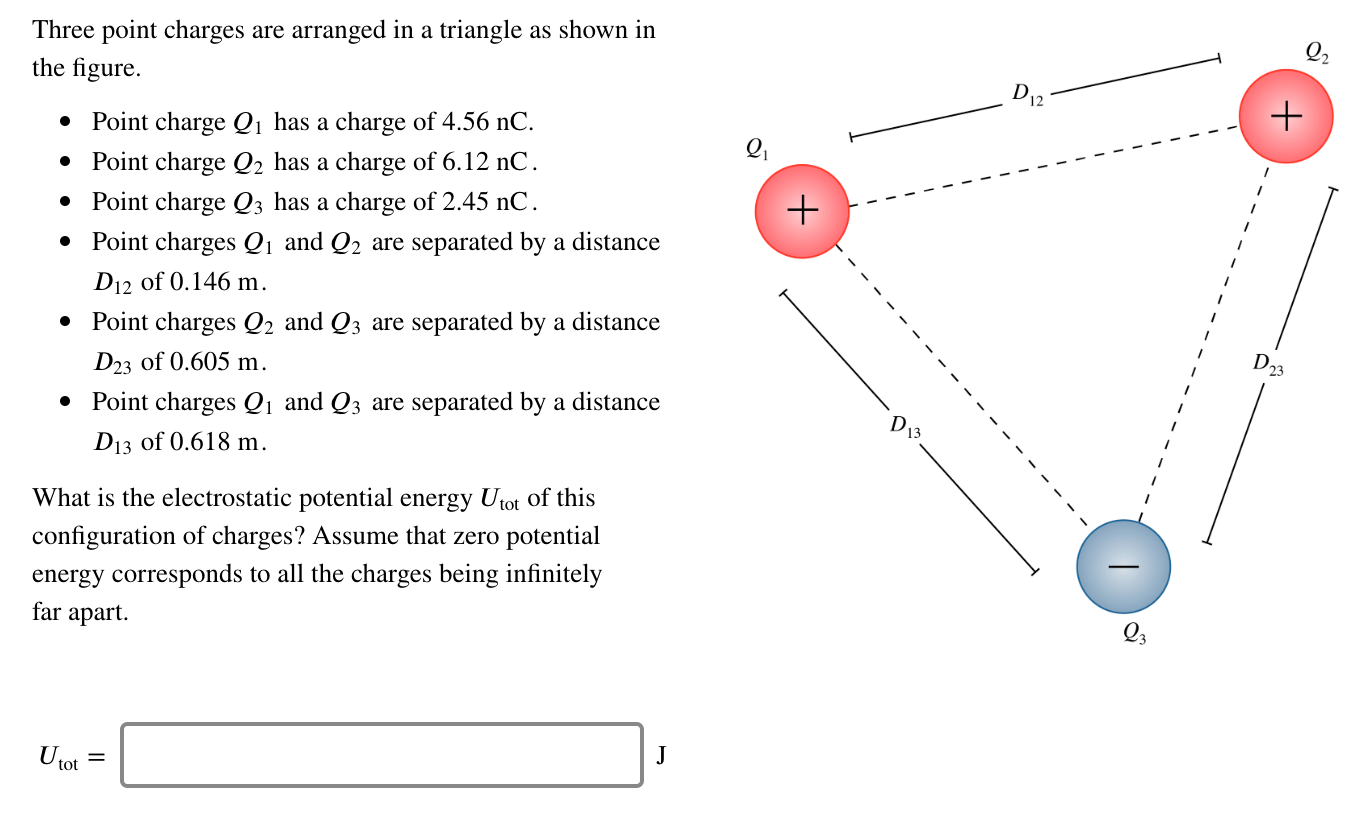 Solved Three point charges are arranged in a triangle as | Chegg.com