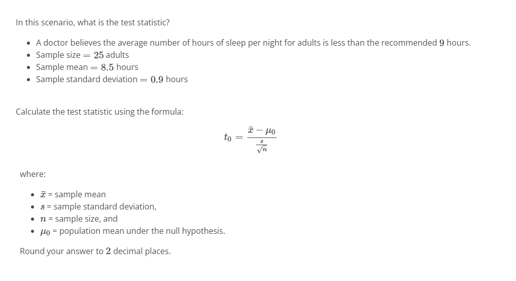 Solved In this scenario, what is the test statistic? - A | Chegg.com