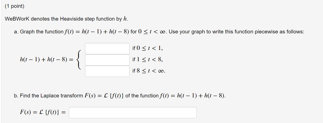 Solved (1 point) WebWork denotes the Heaviside step function | Chegg.com