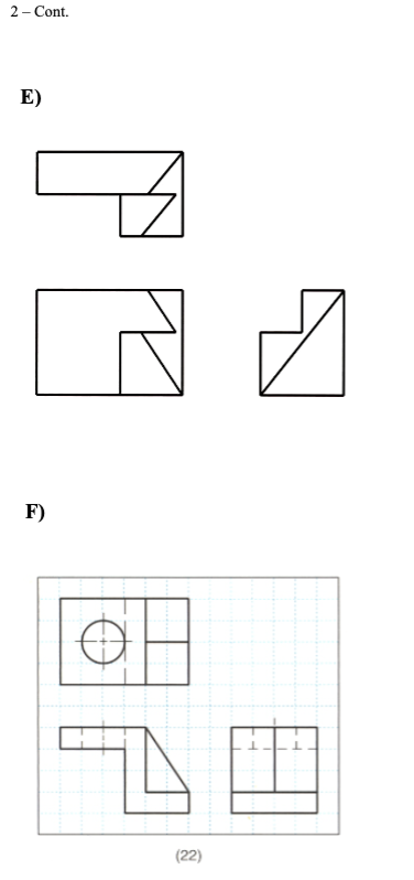 Solved he three standard views of two objects are shown | Chegg.com