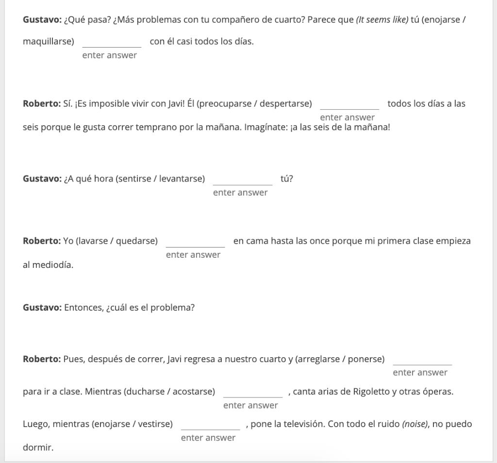 Can anyone help me answer this spanish question? | Chegg.com