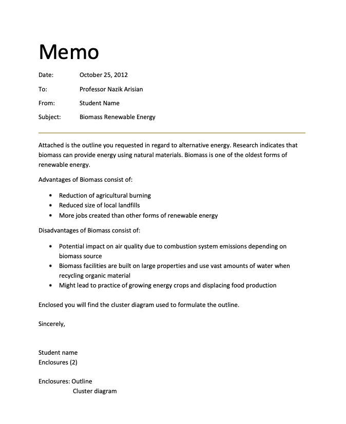 Solved Create an Outline, formatted as a Memorandum/Letter | Chegg.com
