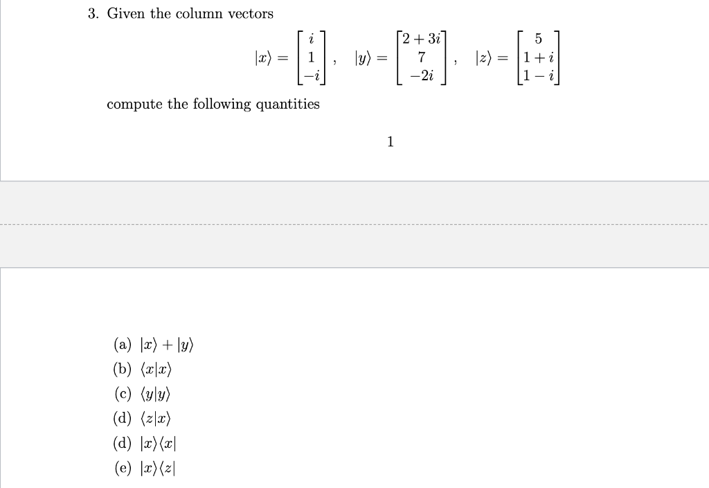 3. Given the column vectors | Chegg.com