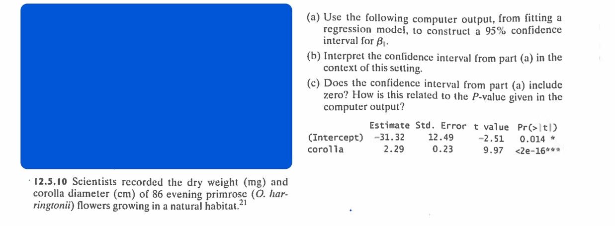 Solved (a) Use the following computer output, from fitting a | Chegg.com
